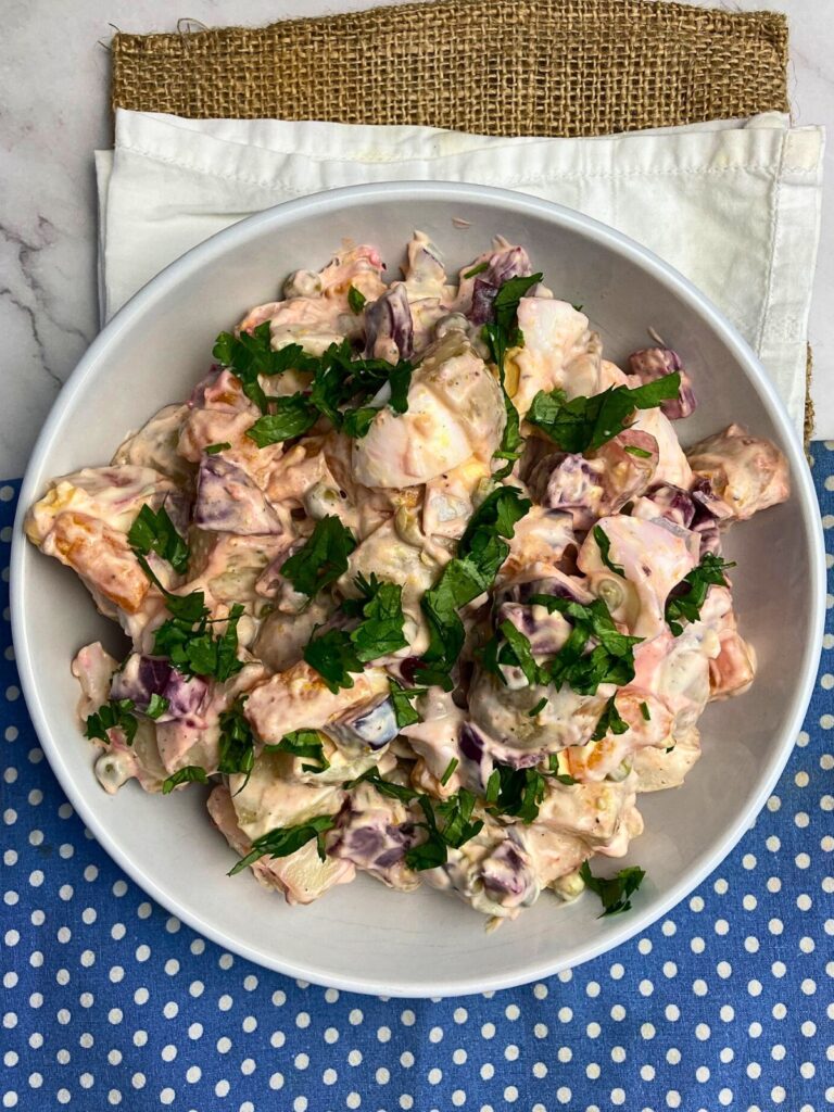 Dominican Potato Salad (Pink Potato Salad) | Tater Tales